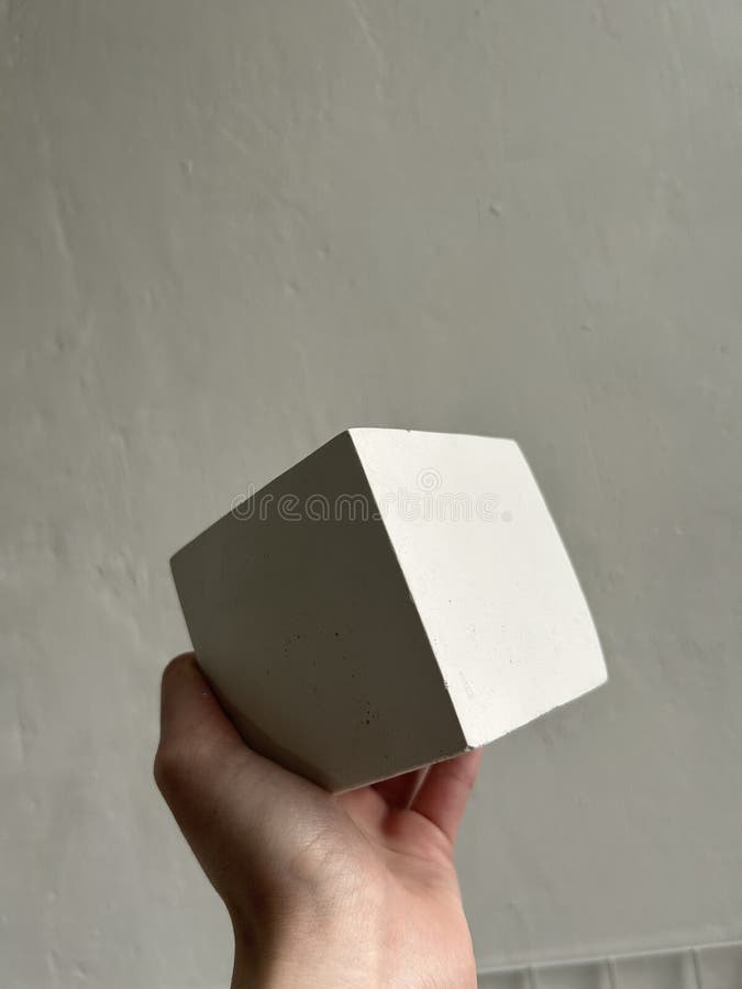 Hand Holding a White Square Cube Stock Image - Image of cube, white: 302109783