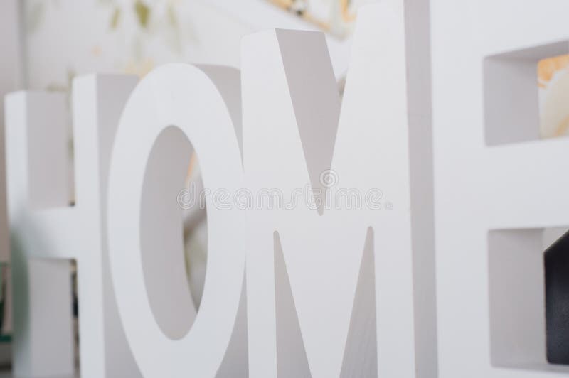 Big White Letters. Lettering Home. Close Up Stock Image - Image of text ...