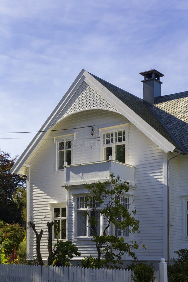 Big White Nordic Wooden House Stock Photo - Image of facade, outside ...