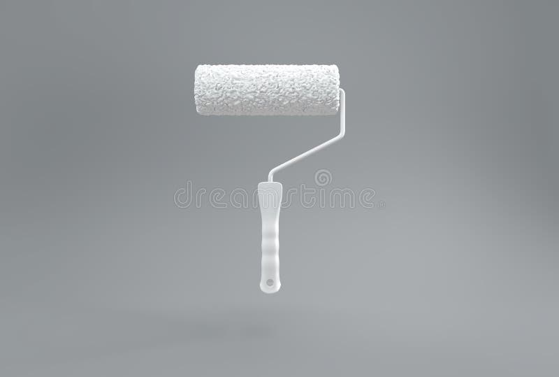 Big White Paint Roller on a Gray Studio Background. Stock Illustration ...