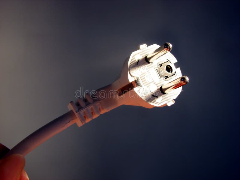 White Plug for Hanging on a White Cable Stock Image - Image of white ...