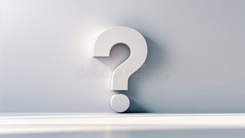 Big White Question Mark Casting a Shadow on Empty Room Wall Stock ...