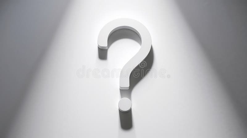 Big White Question Mark Under Spotlights Casting Shadows on Wall Stock ...