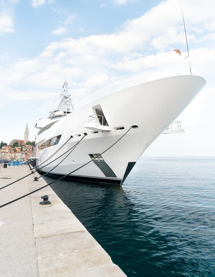 Big White Ship Parked in a Port Stock Photo - Image of water, port ...