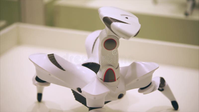Big White Spider Robot Dancing and Watching Around. Electronic Robot ...