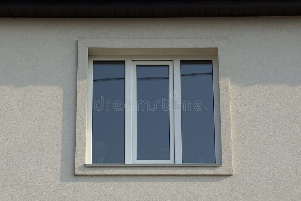 Big White Square Window on a Gray Wall Stock Image - Image of grey ...