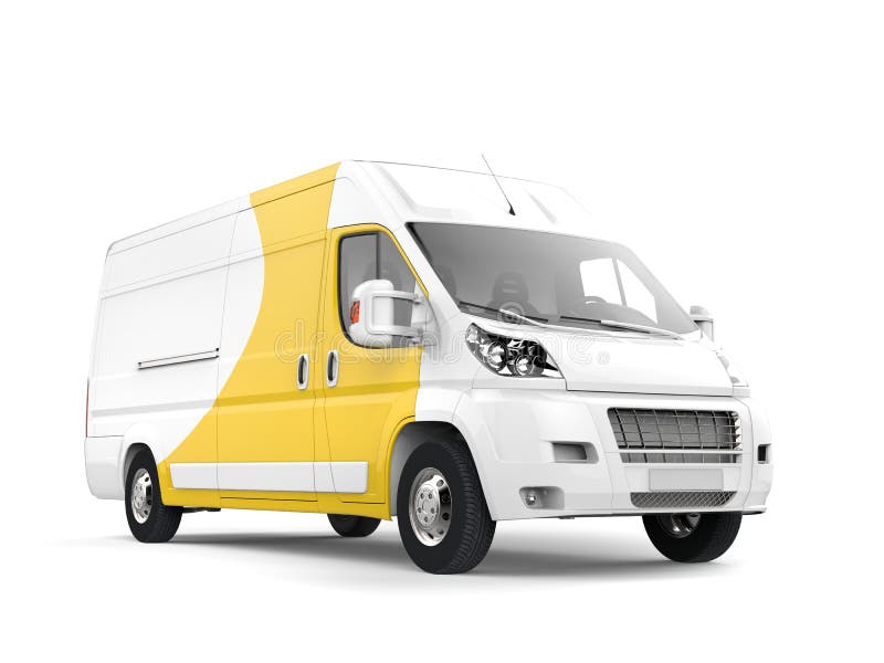 Big White and Yellow Delivery Van - Tail View Stock Illustration ...