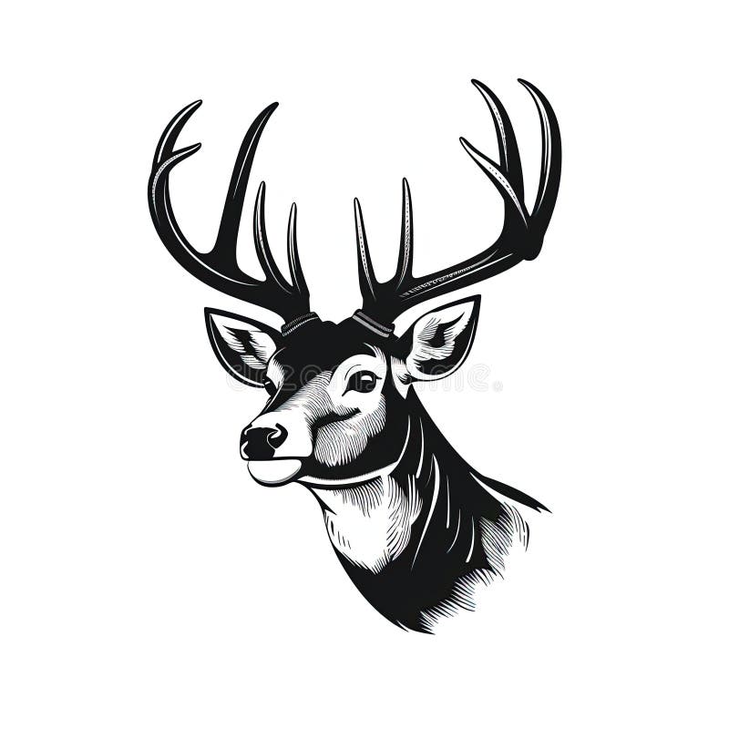 Big Whitetail Buck Logo. Generative AI Stock Illustration ...