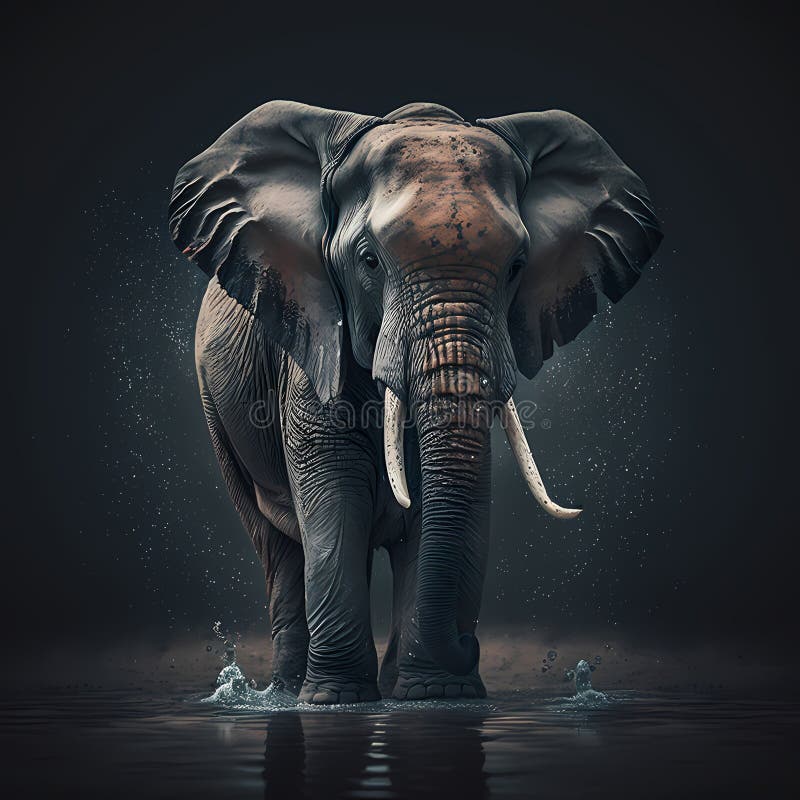 Big Wild Elephant. Generative AI Stock Illustration - Illustration of ...