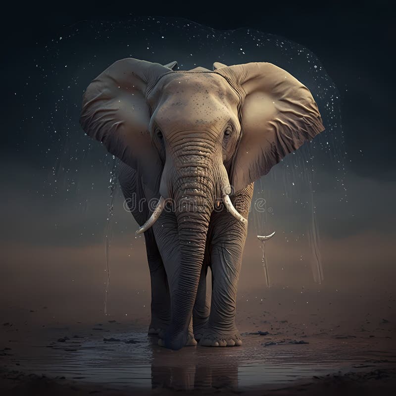 Big Wild Elephant. Generative AI Stock Illustration - Illustration of ...