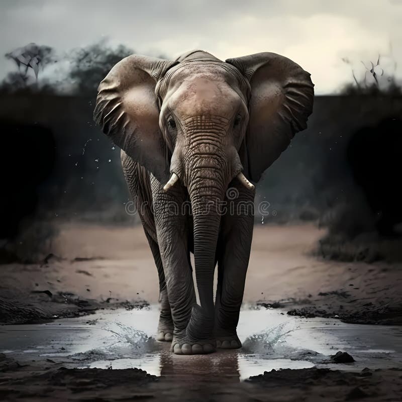 Big Wild Elephant. Generative AI Stock Illustration - Illustration of ...