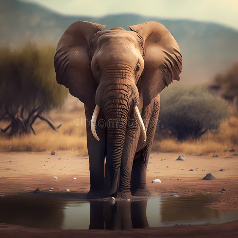 Big Wild Elephant. Generative AI Stock Illustration - Illustration of ...