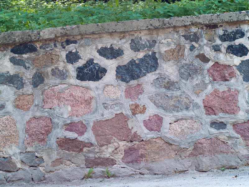 Big Wild Stone Concrete Wall with Grass on Top Stock Photo - Image of ...
