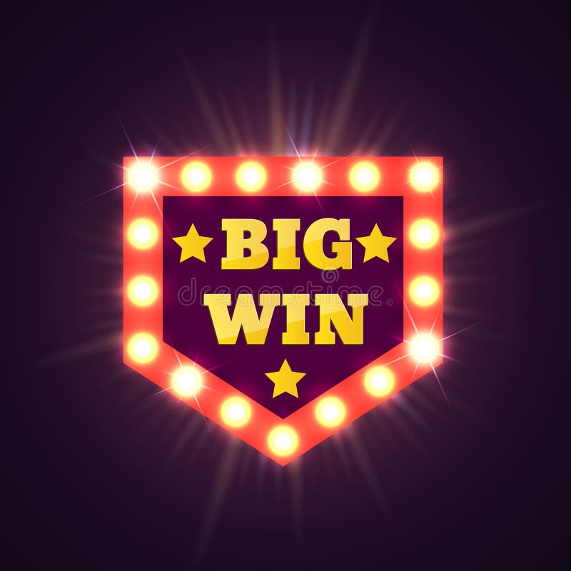 Big Win Retro Banner with Glowing Lamps. Vector Stock Vector ...
