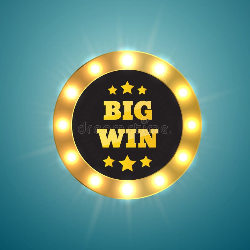 Big Win Retro Banner with Glowing Lamps. Vector Stock Vector ...