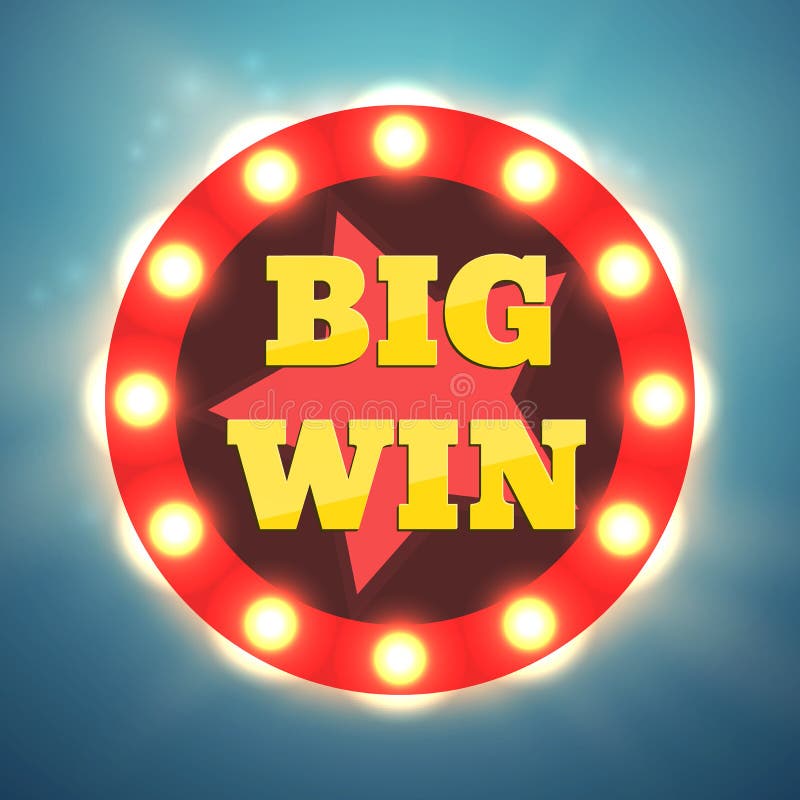 Big Win Retro Banner with Glowing Lamps. Vector Stock Vector ...