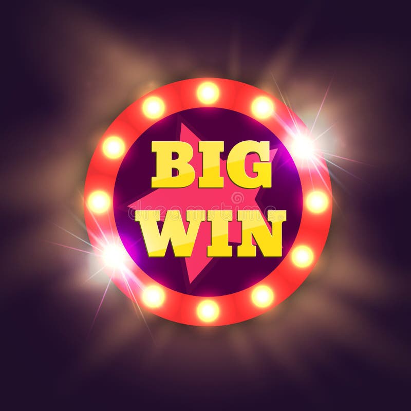 Big Win Retro Banner with Glowing Lamps. Vector Stock Vector ...