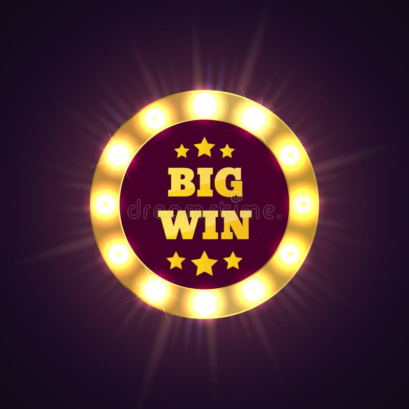 Big Win Retro Banner with Glowing Lamps. Vector Stock Vector ...