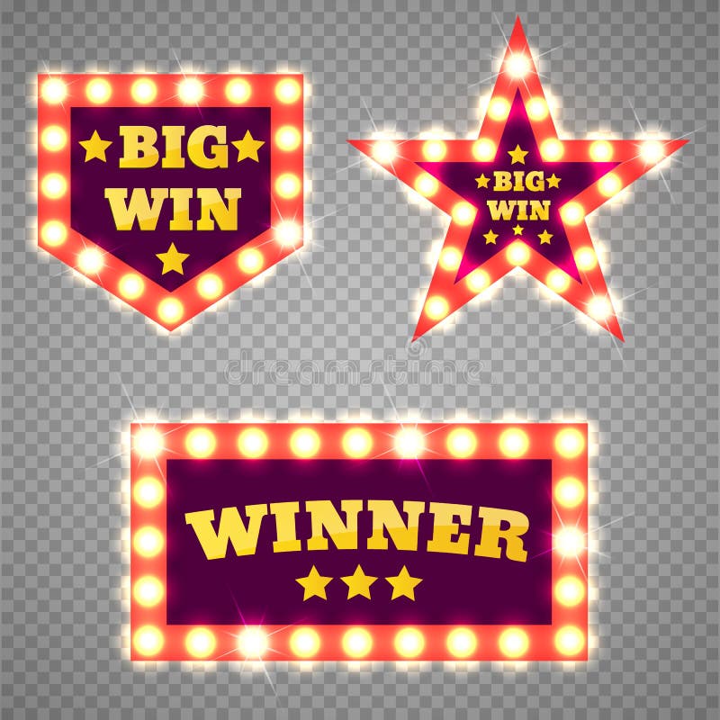 Big Win Retro Banner with Glowing Lamps. Vector Stock Vector ...