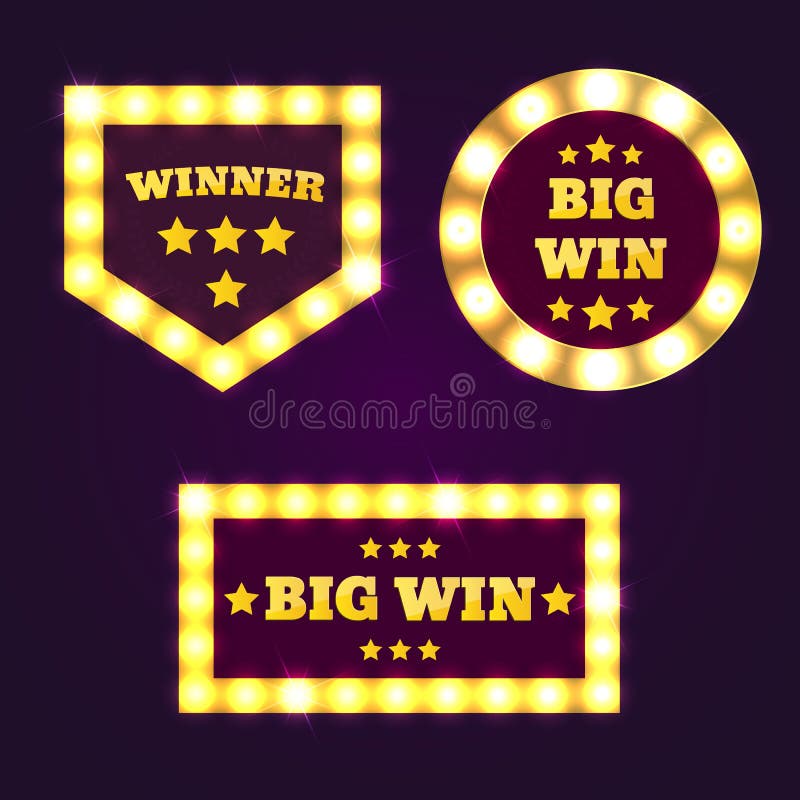 Big Win Retro Banner with Glowing Lamps. Vector Stock Vector ...