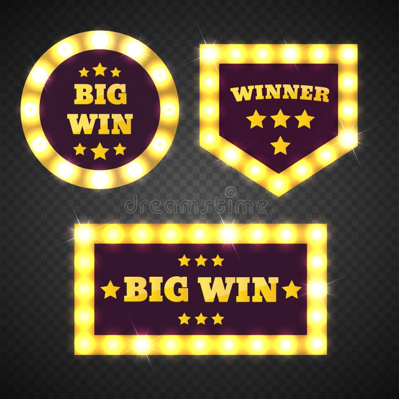 Big Win Retro Banner with Glowing Lamps. Vector Stock Vector ...