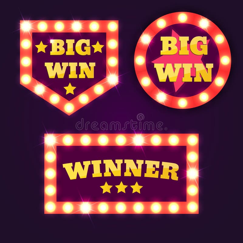 Big Win Retro Banner with Glowing Lamps. Vector Stock Vector ...