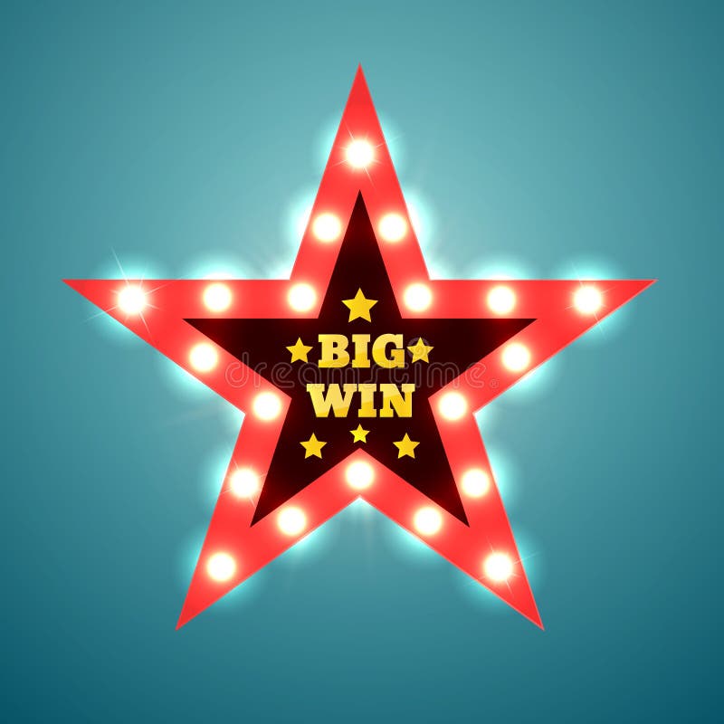 Big Win Retro Banner with Glowing Lamps. Vector Stock Vector ...