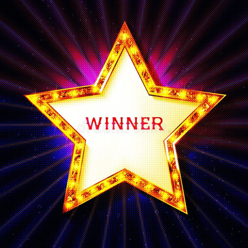 Big Win Retro Shining Star Banner Stock Vector - Illustration of symbol ...
