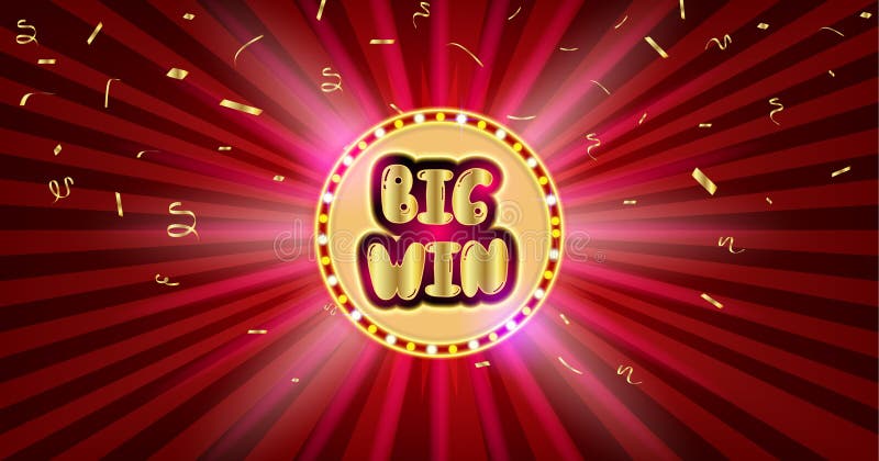 Big Win with Beautiful Sparking Red Neon Stock Vector - Illustration of ...