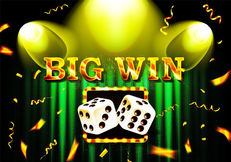 Big Win Word on Banner with Green Curtains Stock Vector - Illustration ...