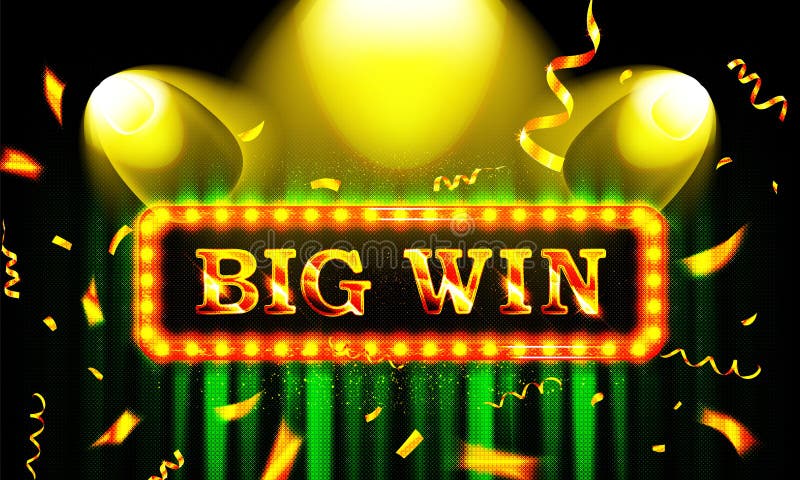 Big Win Word on Banner with Green Curtains Stock Vector - Illustration ...