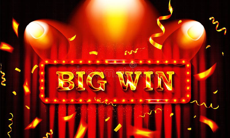 Big Win Word on Banner with Red Curtains Stock Vector - Illustration of ...