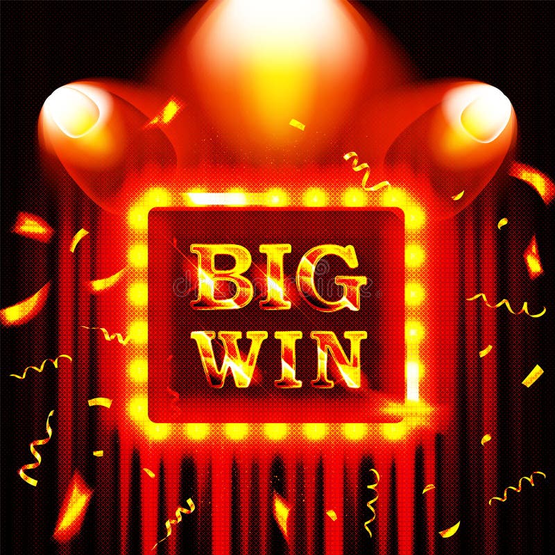 Big Win Word on Banner with Red Curtains Stock Vector - Illustration of ...