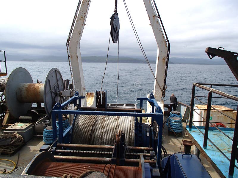 Big Winch on the Ship Stern Stock Photo - Image of scientists, ocean ...