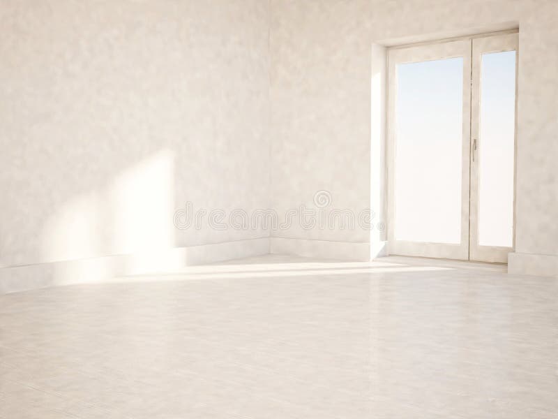 Big Window in the Empty Room, 3d Stock Illustration - Illustration of ...