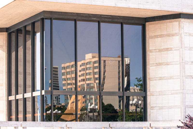 Big Window with Reflection. Stock Image - Image of office, california ...