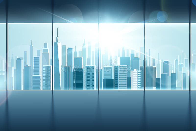 Big Window with Views of City Stock Vector - Illustration of empty ...