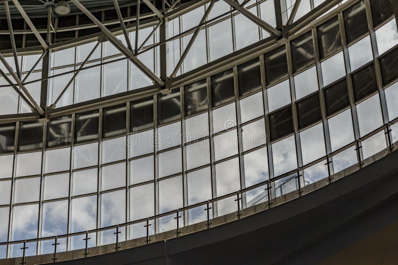 Big Windows in Factory Building Interior, Blue Sky Outdoors Stock Image ...