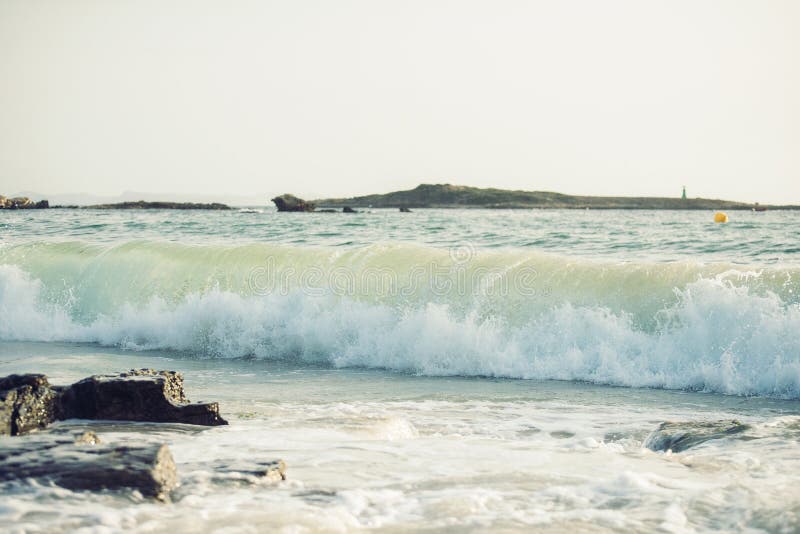 Big windy waves. stock photo. Image of marine, rock, bright - 45936412