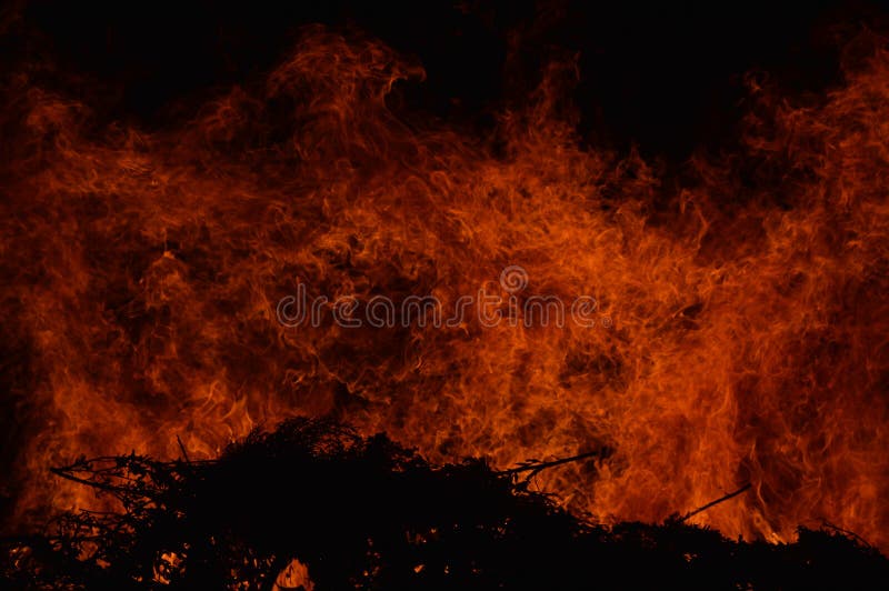 A Big Wood Fire in the Night Stock Photo - Image of closeup, life ...