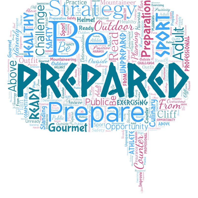 Big Word Cloud in the Shape of Speech Bubble with Words Be Prepared ...