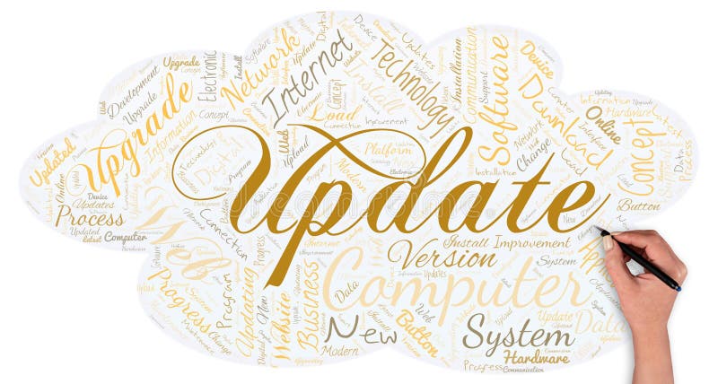 Big Word Cloud in the Shape of UFO with Hand and Pen with Word Update ...