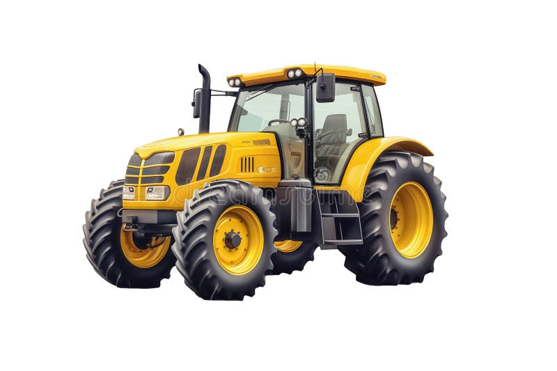 Big Yellow Agricultural Tractor Isolated on White Background. Stock ...