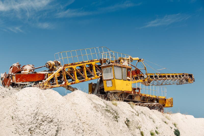 Big Yellow Broken Quarry Machine Stock Image - Image of soil, ground ...