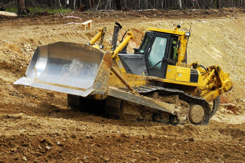 Bulldozer at Construction Site Stock Photo - Image of dosser, heavy ...