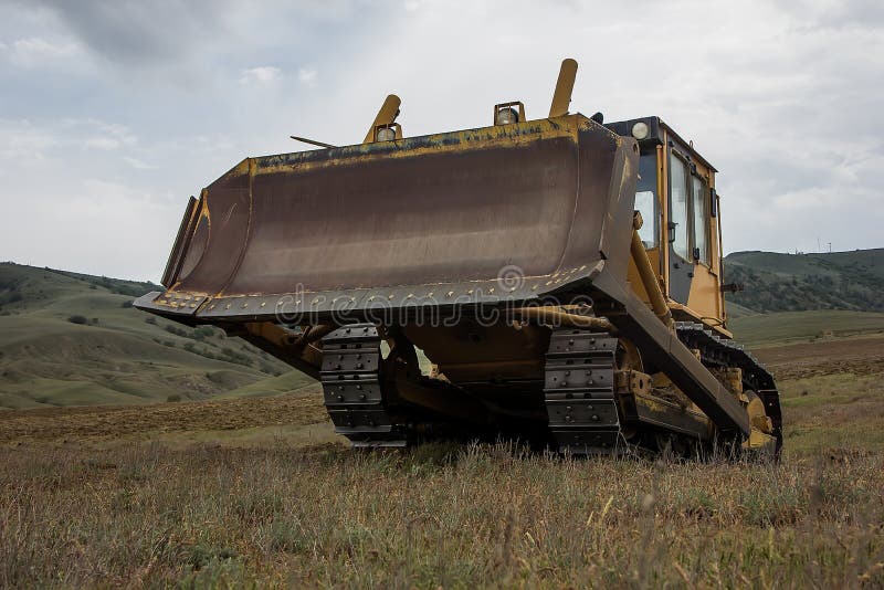 Bulldozer on Road Construction Stock Image - Image of heavy, equipment ...