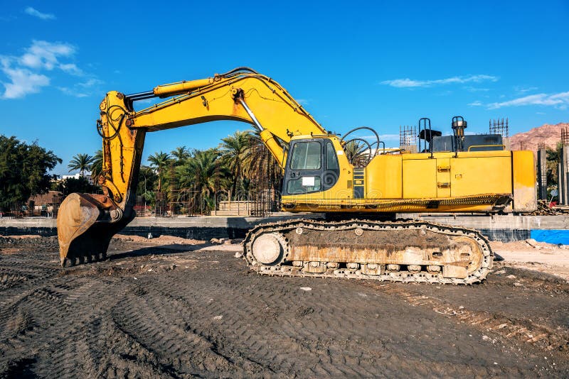 Yellow big excavator stock image. Image of transport - 17612827