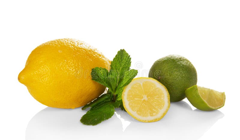 Big Yellow Lemon, Lime and Mint Stock Image - Image of slice, yellow ...