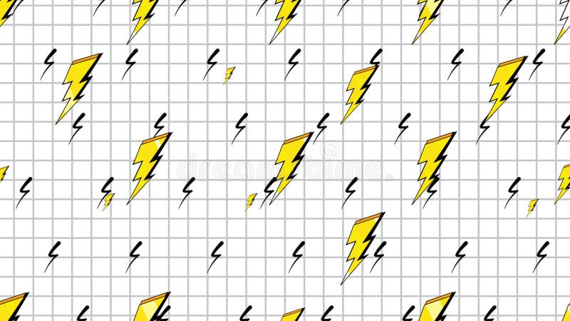 Big Yellow and Small Black Thunderbolt Pattern in 80s Style Stock Video ...
