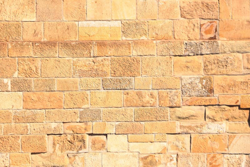 Big Yellow Wall Made from Stone Bricks Stock Image - Image of ...